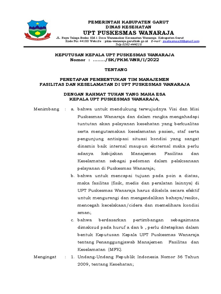 SK Pembentukan Tim MFK | PDF