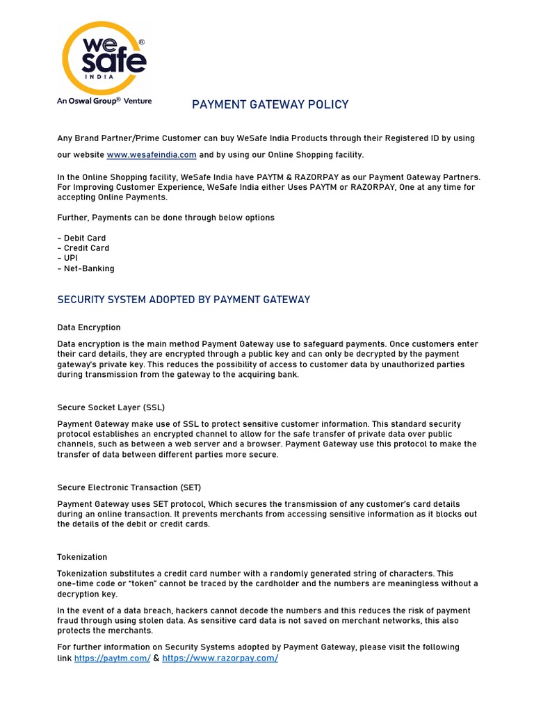 Payment Gateway Policy | PDF | Credit Card | Debit Card
