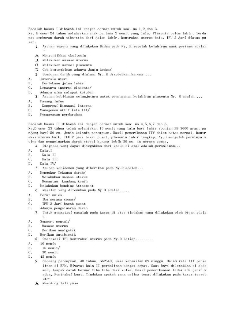 Soal Persalinan 145 | PDF