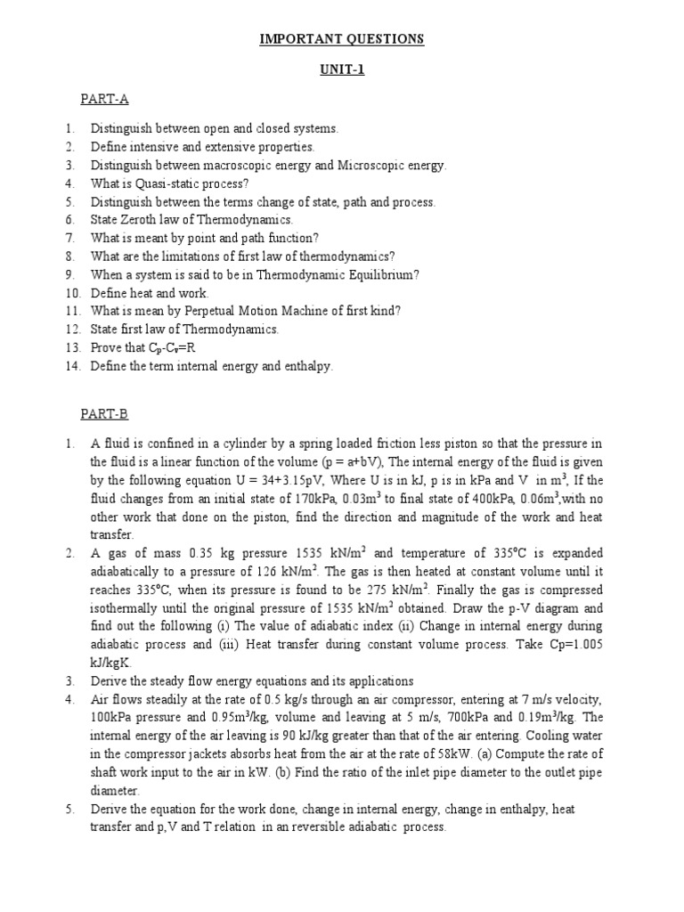 Important Questions | PDF | Heat | Steam