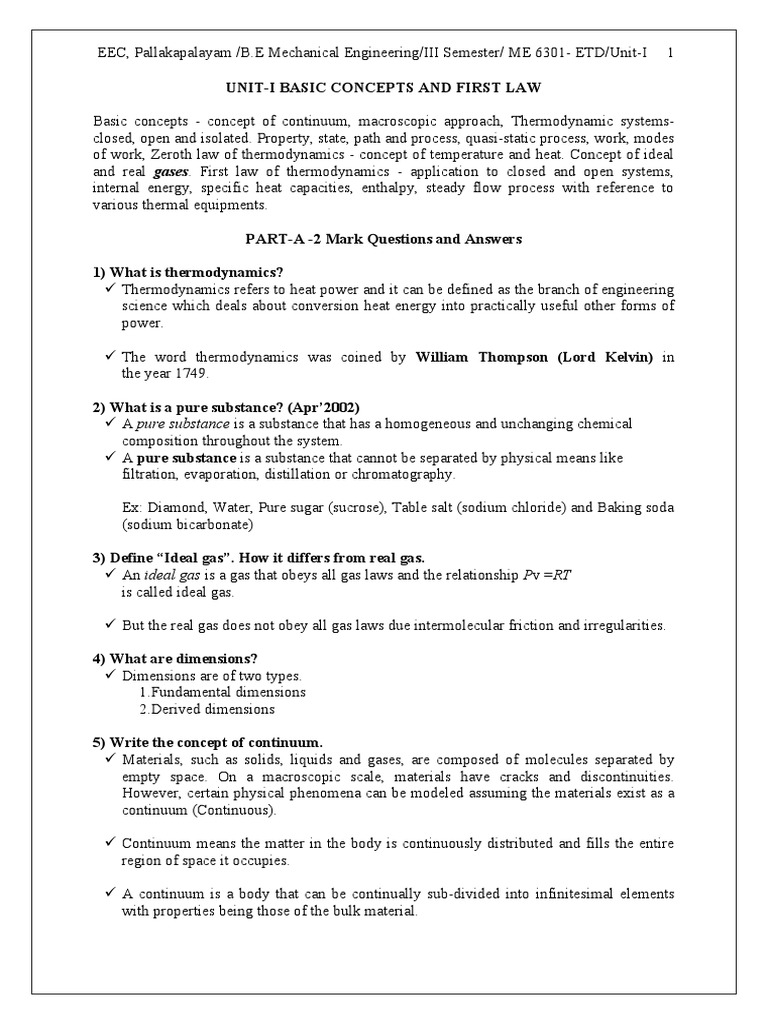 ETD Unit 1 Original | PDF | Heat | Thermodynamics