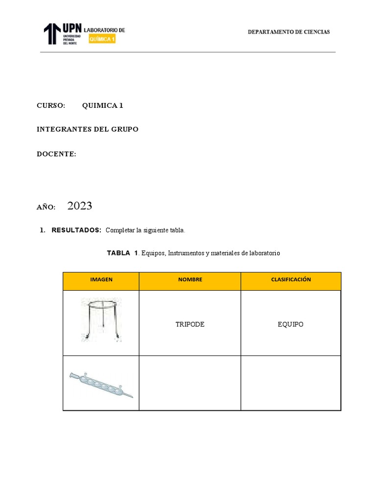 PRÁCTICA Nº 1 - PROTOCOLO DE SEGURIDAD Y PRIMEROS AUXILIOS EN LABORATORIO Y RECONOCIMIENTO Y ...