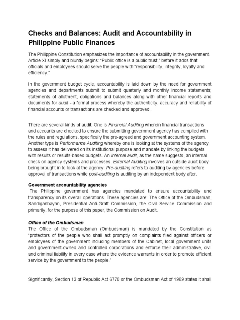 Checks and Balances Module 6 | PDF | Auditor's Report | Audit