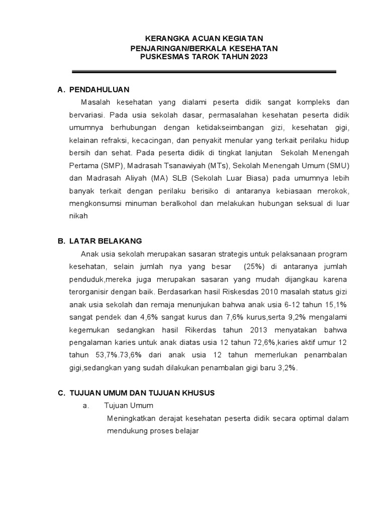 Kak Penjaringan (Uks) 2023 | PDF