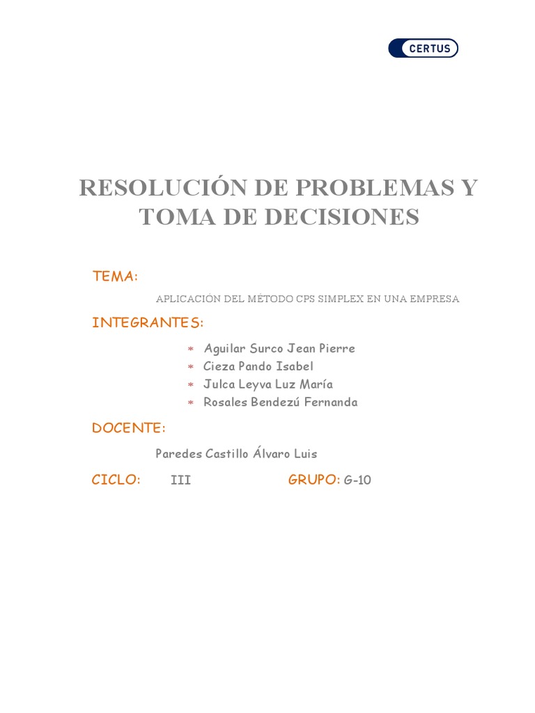 Aplicación Del Método CPS Simplex en Metro3 | PDF | Supermercado ...