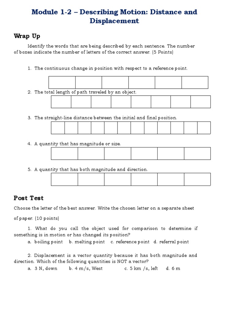 Understanding Motion: Distance & Displacement | PDF | Euclidean Vector ...