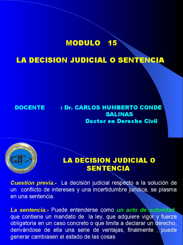 Modulo 15-La Decision Judicial o Sentencia | PDF | Sentencia (ley) | Res Judicata