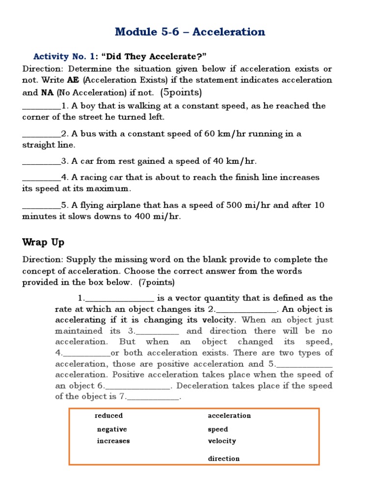 Module 5 6 Acceleration | PDF | Acceleration | Speed