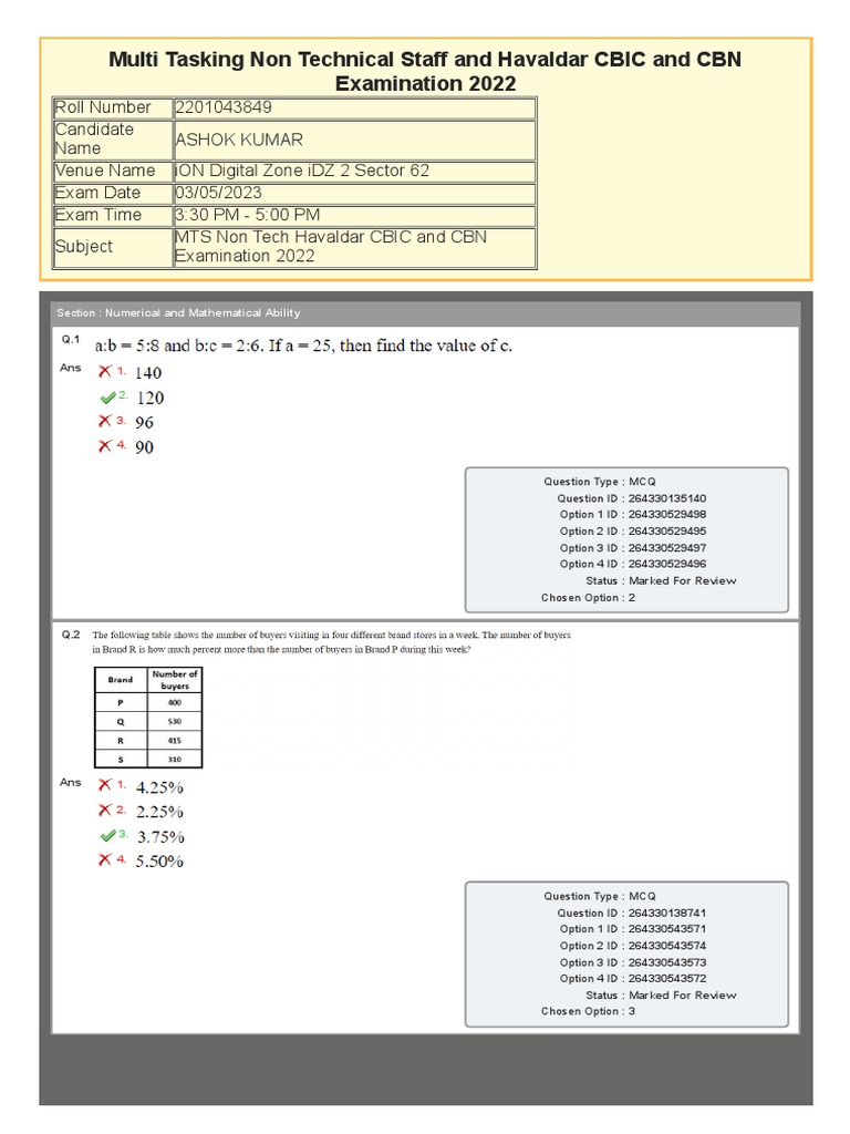Ashok Mts 2023 ANSWER KEY | PDF | Multiple Choice | Question