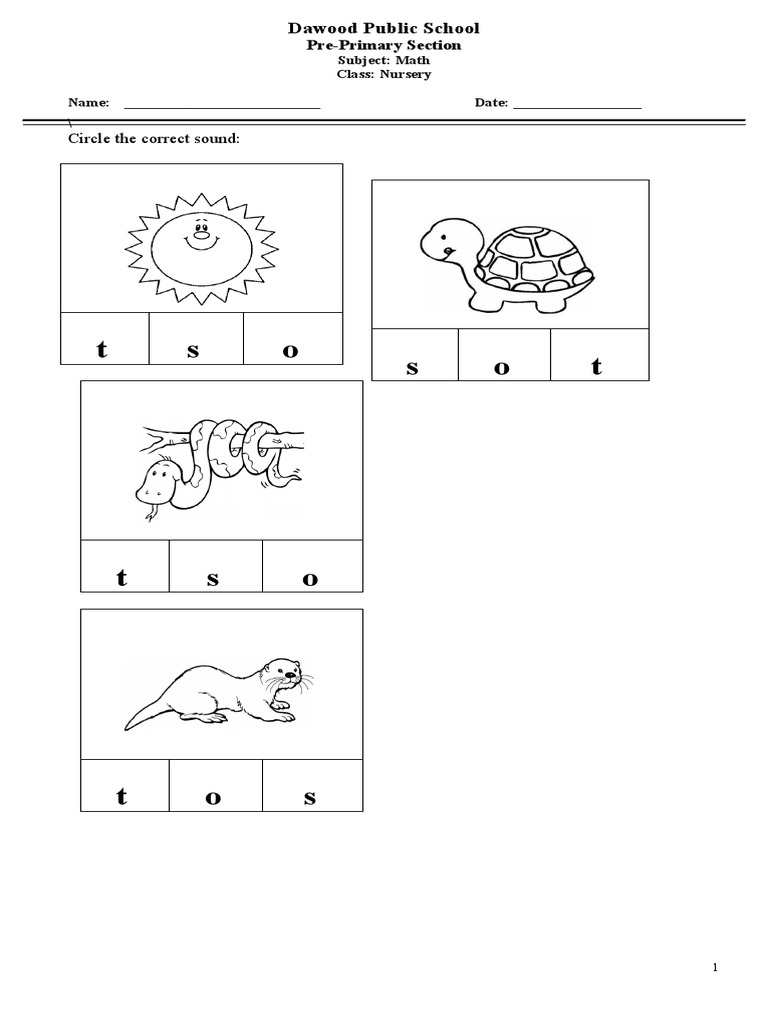 (Template) Circle The Correct Sound (S, T, O) | PDF