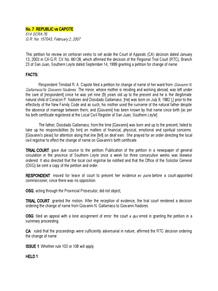 REPUBLIC Vs CAPOTE | PDF | Appeal | Trials