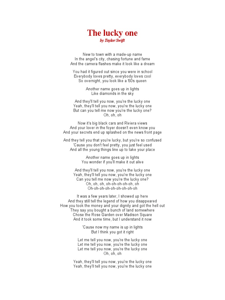 The Lucky One Lyrics | PDF