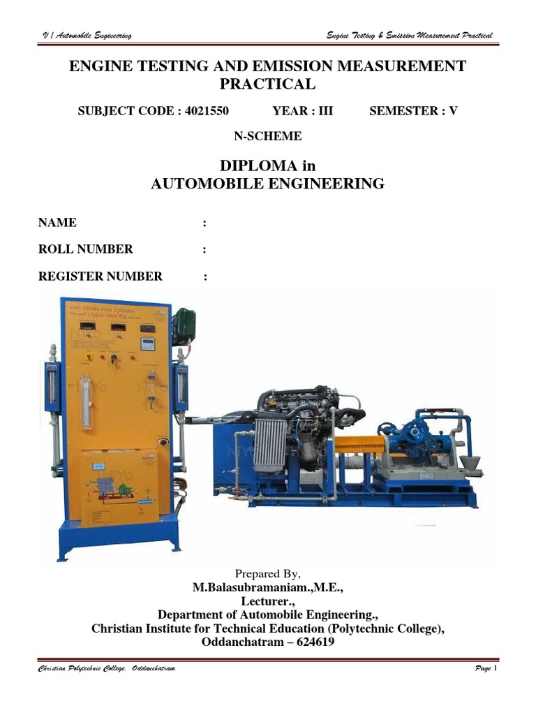 ETEM Practical Manual | PDF | Engines | Diesel Engine
