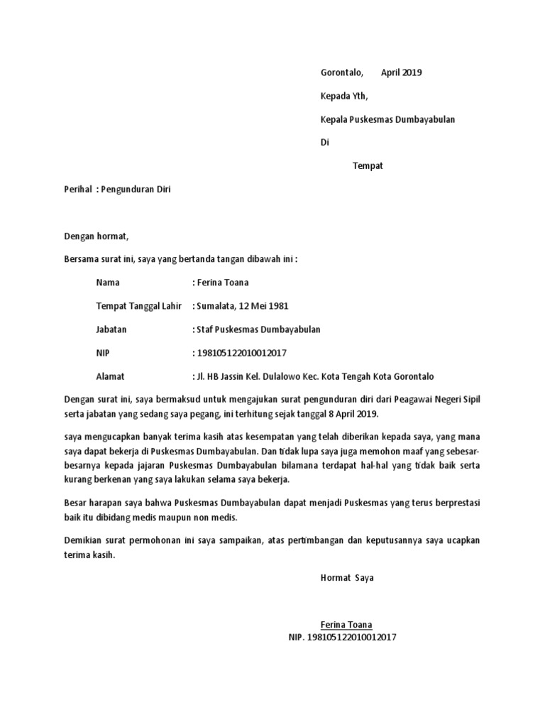 Surat Resaign Ina | PDF