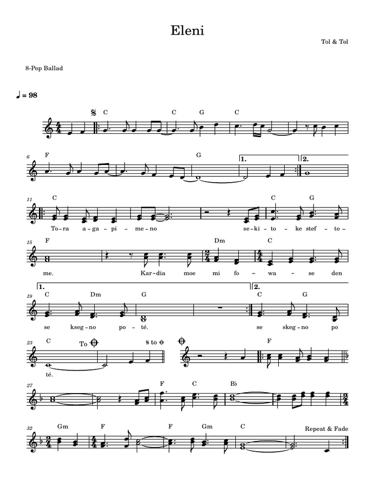 Eleni - Tol & Tol Sheet Music | PDF
