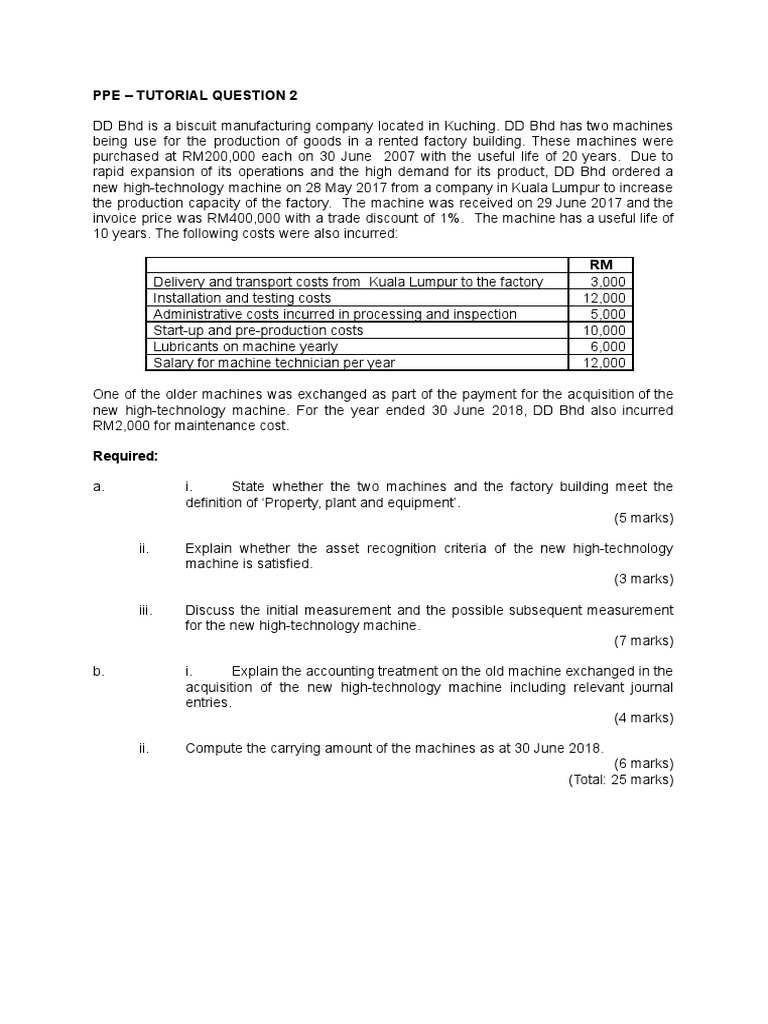 Tutorial Q2 - PPE | PDF | Cost | Business