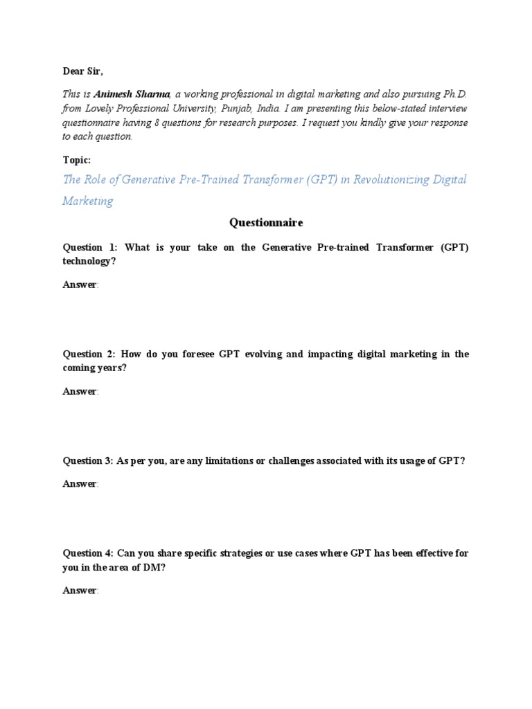 Interview - Role of GPT in Digital Marketing | PDF