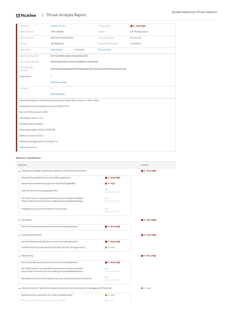 Threat Analysis Report: Paymentinv | PDF | Windows Registry | Command Line Interface