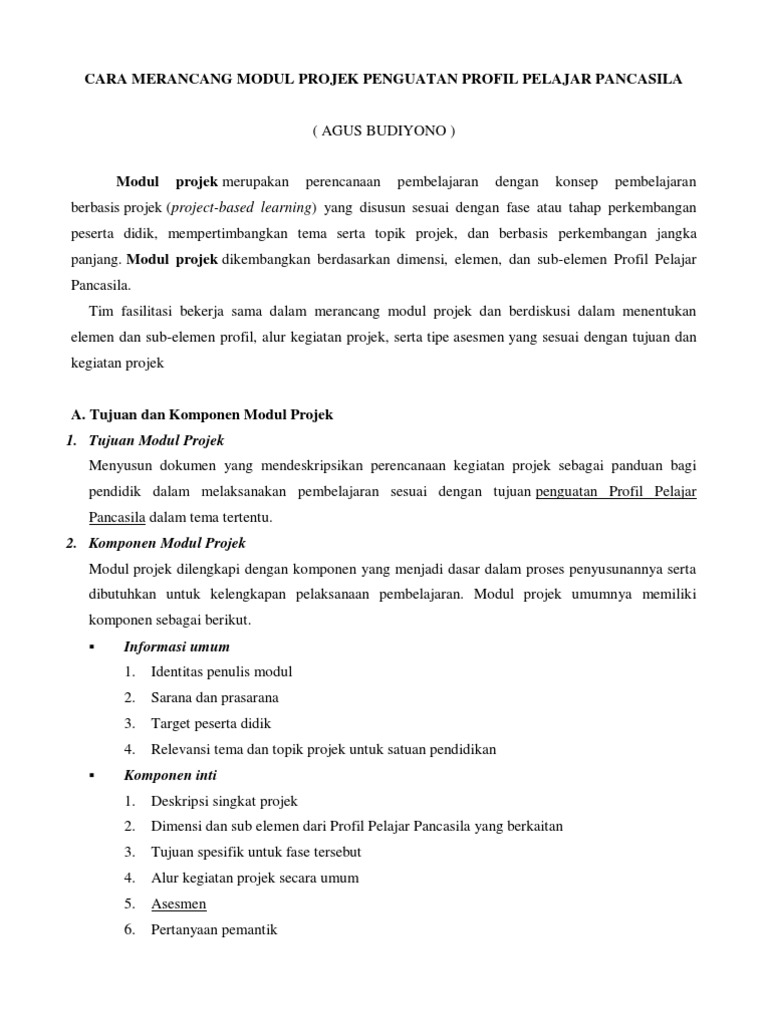 Rancang Modul Projek Pelajar Pancasila | PDF