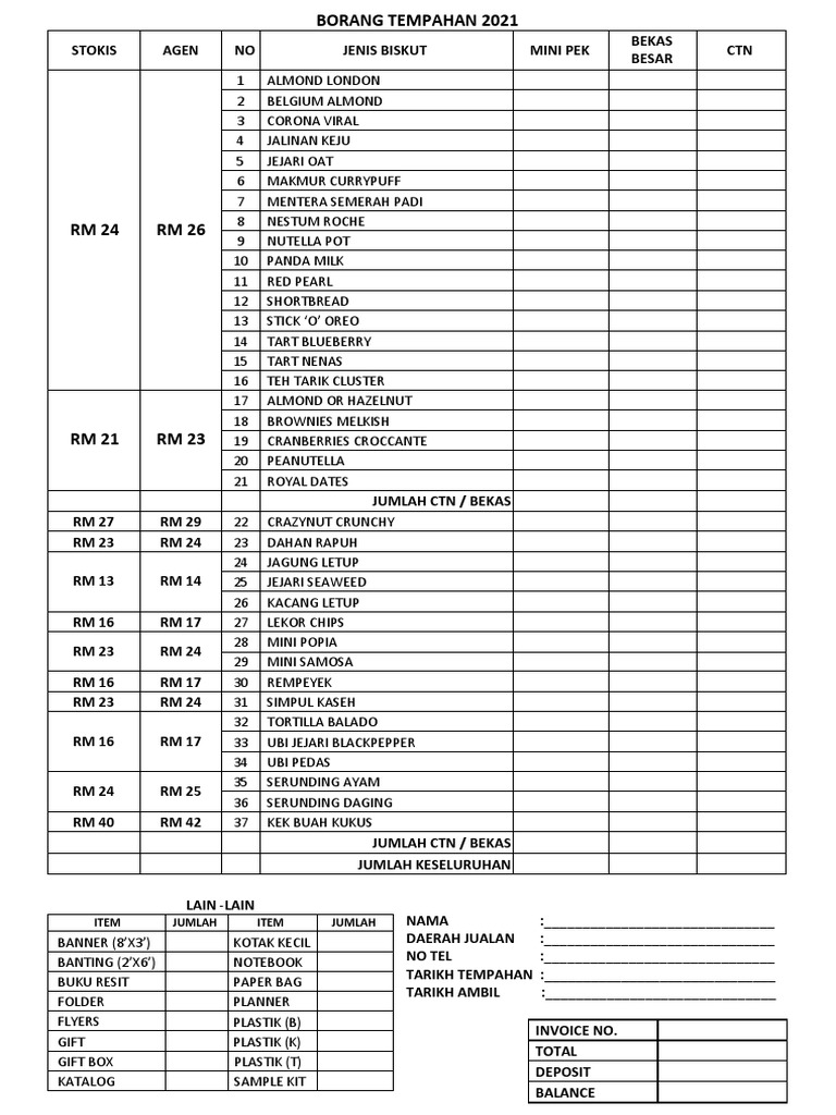 Borang Kuih Raya | PDF