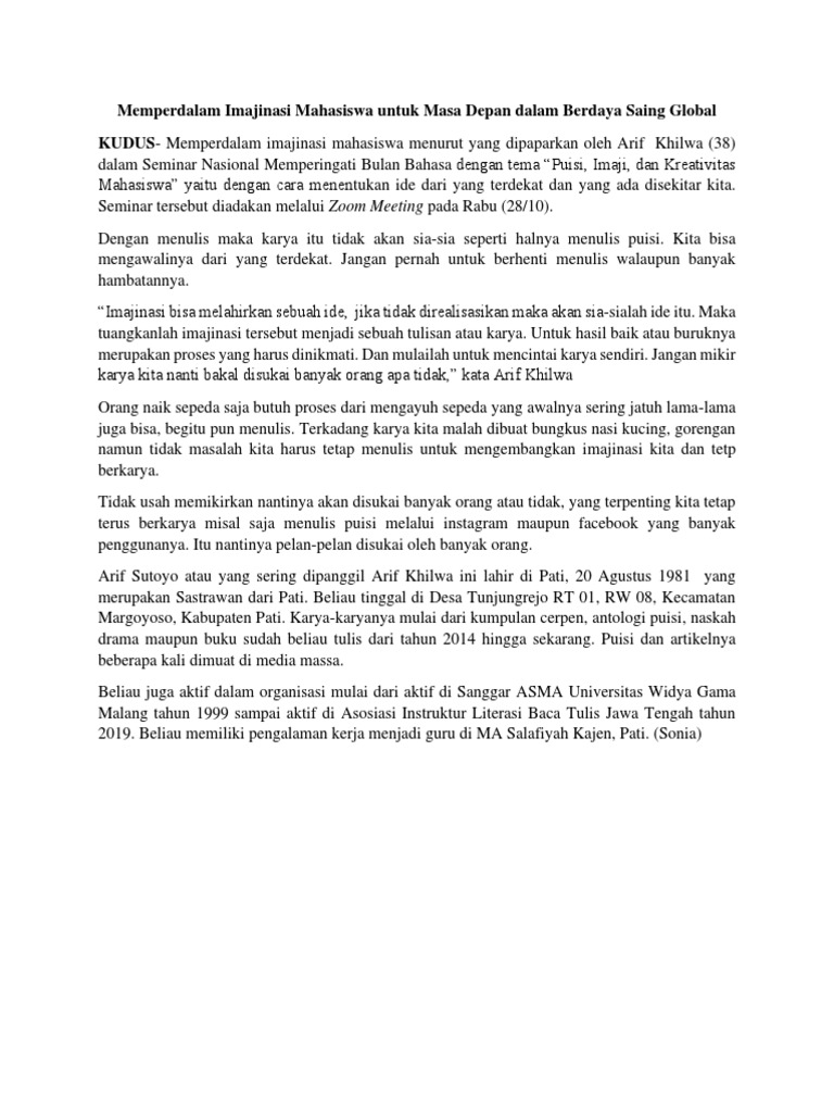 Contoh Penulisan Berita 2 | PDF