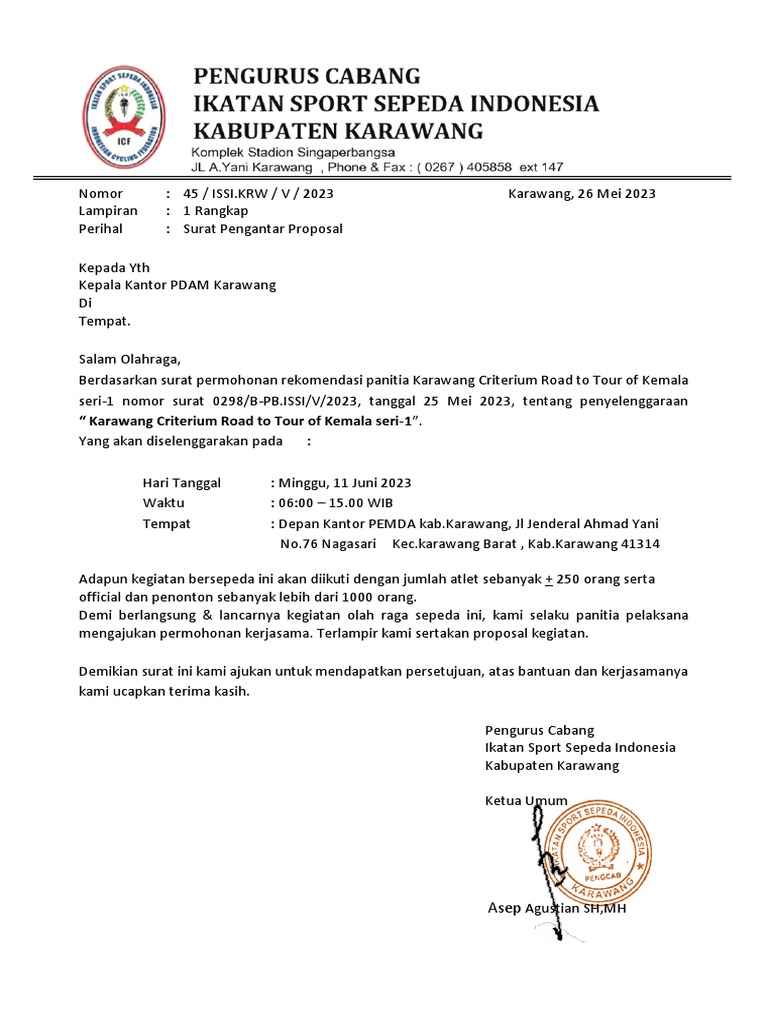 Surat Pengantar Proposal PDAM | PDF