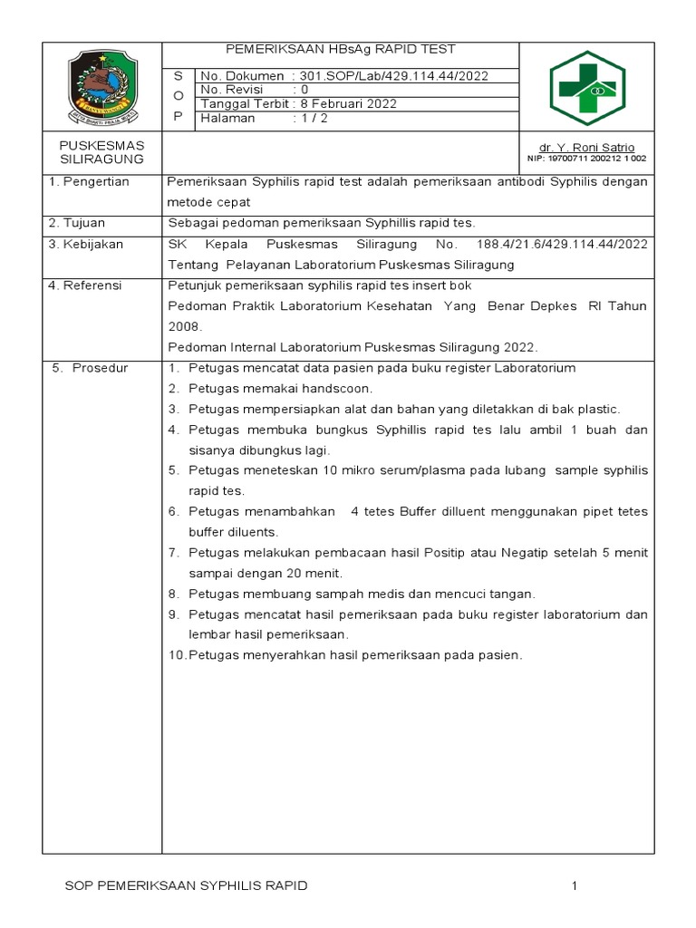 21 SOP PEMERIKSAAN HBsAg | PDF