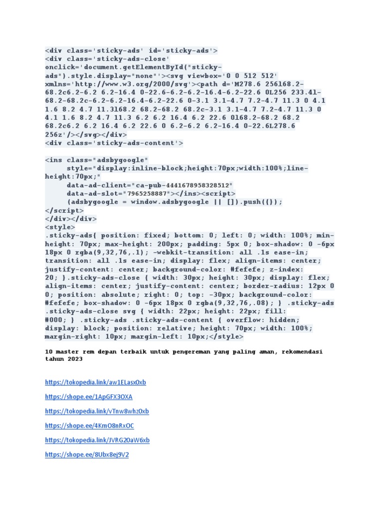 Cara Membuat Sticky Footer Ads Di Wordpress Tanpa Plugin | PDF