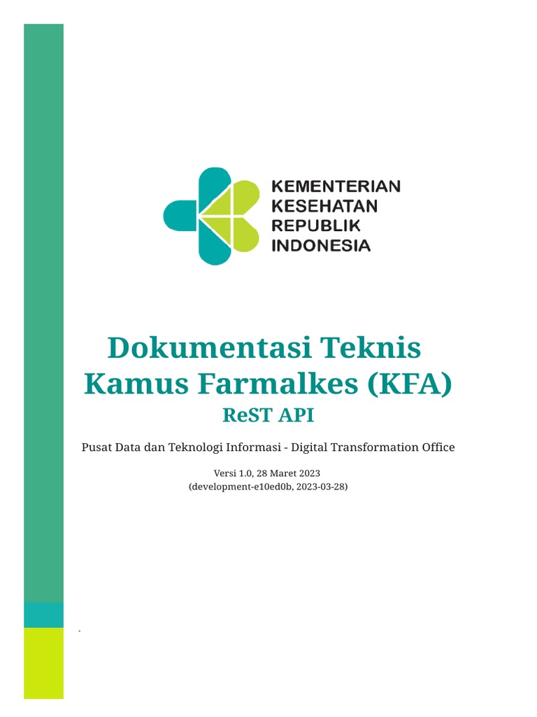 Dokumentasi Teknis Kamus Farmalkes (KFA) - ReST API v1.0 | PDF | Komputer