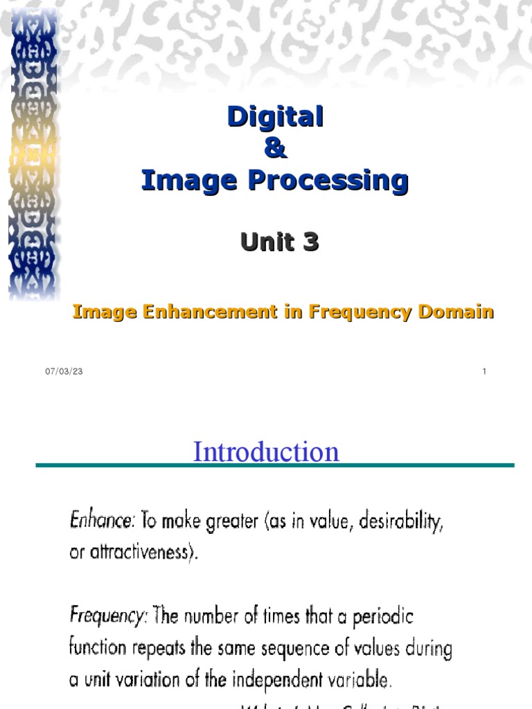 UNIT-3 Image Enhancement in Frequency Domain | PDF | Filter (Signal Processing) | Low Pass Filter