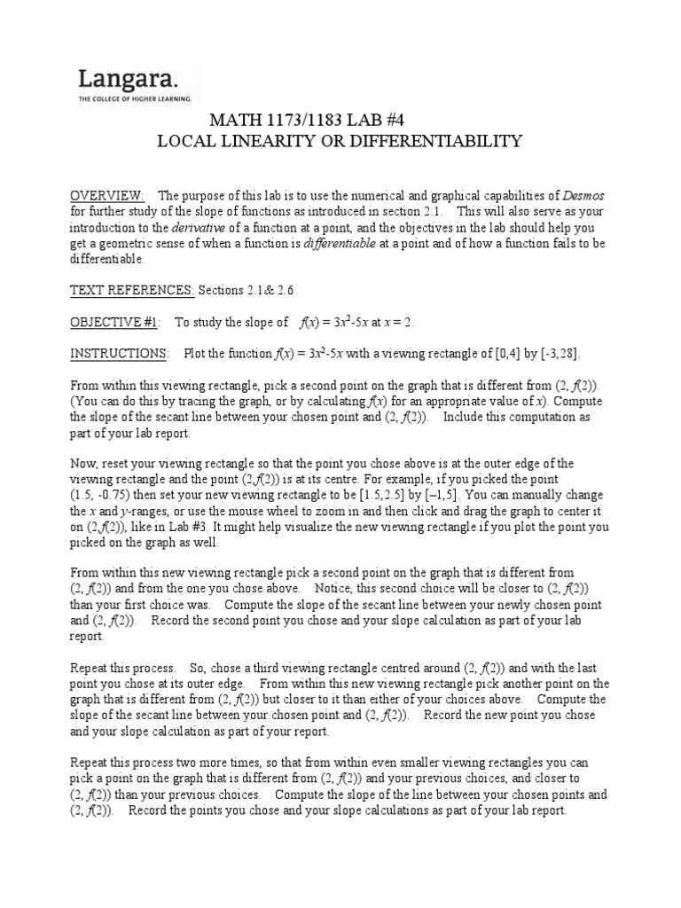 Lab04 Local Linearity Desmos Pdf Exponential Function Derivative