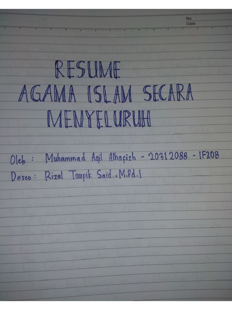 Agama Islam Secara Menyeluruh - 20312088 - Muhammad Aqil Alhafizh | PDF