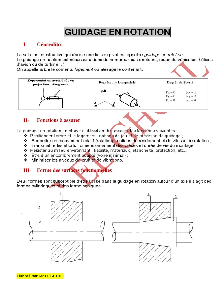 Cours Guidage en Rotation-2022 | PDF | Palier (mécanique) | Machine