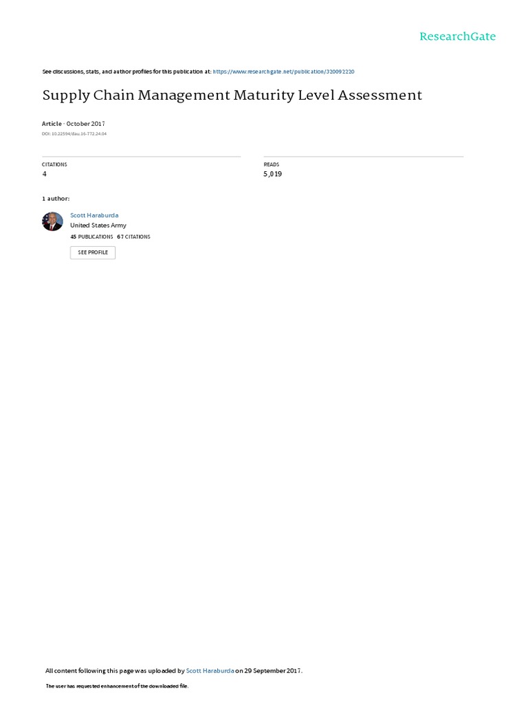 Supply Chain Management Maturity Level Assessment | PDF | Supply Chain ...