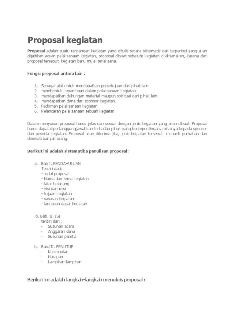 Cara Membuat Proposal Kegiatan Dengan Baik Dan Benar Beserta Contohnya ...