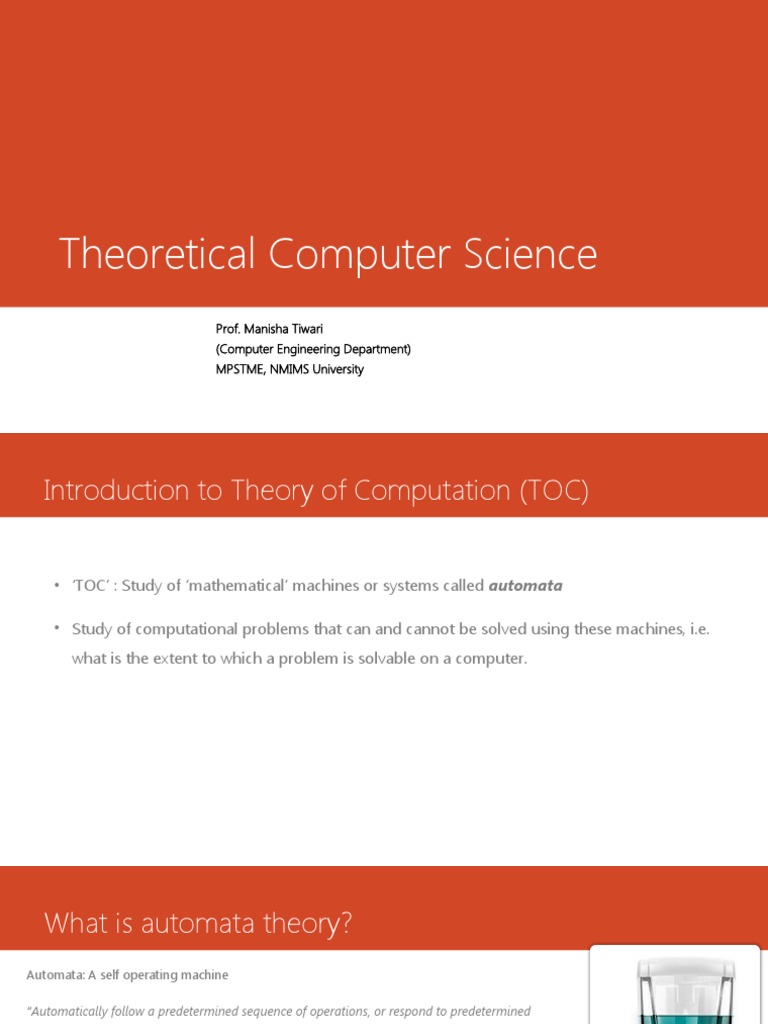 TCS Unit 1 Introduction | PDF | Automata Theory | Theory Of Computation