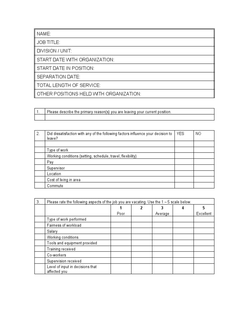 Exit Interview Questionnaire Template Templates 2 Resume Exa Exit Interview Questionnaire Template Templates 2 Resume Exa