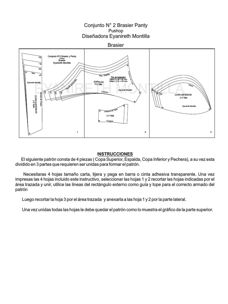 Patrón De Conjunto 2 Brasier Y Panty Brasier Para Imprimir Pdf