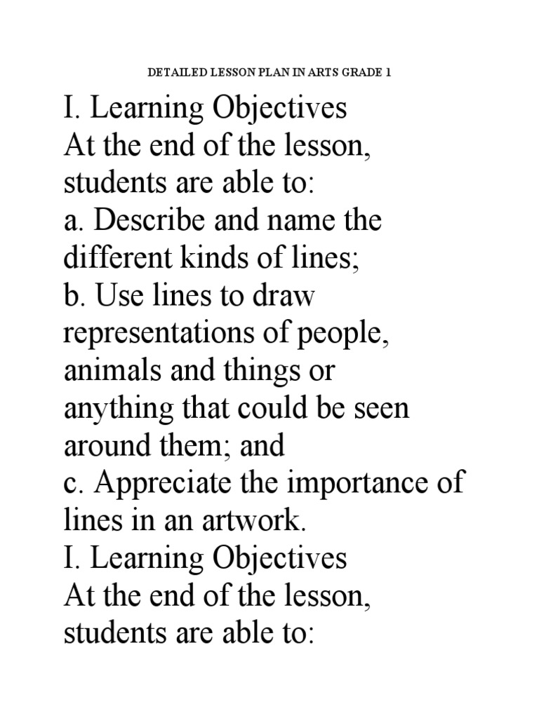 Detailed Lesson Plan in Arts Grade 1 Arts | PDF | Learning | Prayer