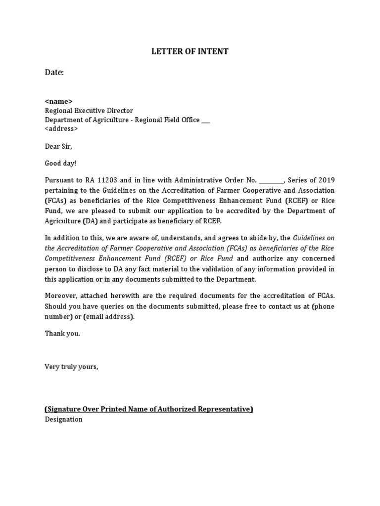 Letter of Intent | PDF