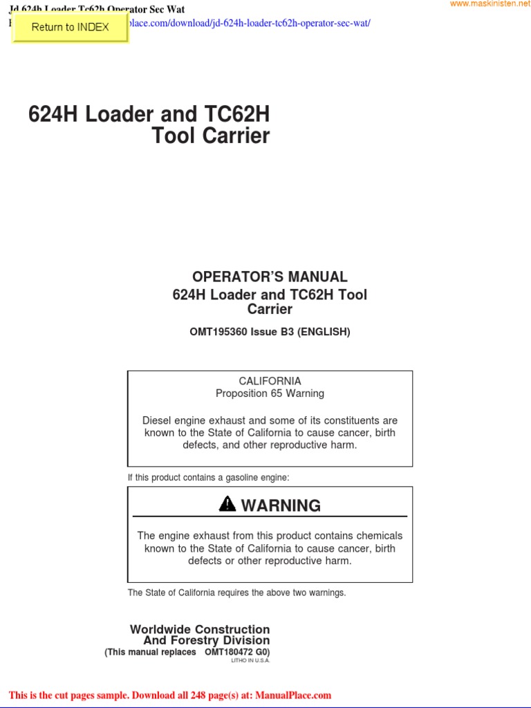 JD 624h Loader Tc62h Operator Sec Wat | PDF | Mechanical Engineering ...