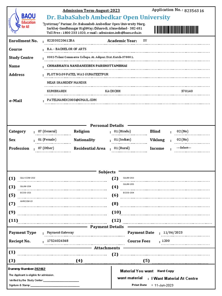 Applicationform | PDF