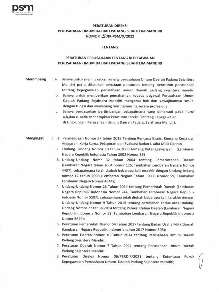 Perdir Kepegawaian | PDF