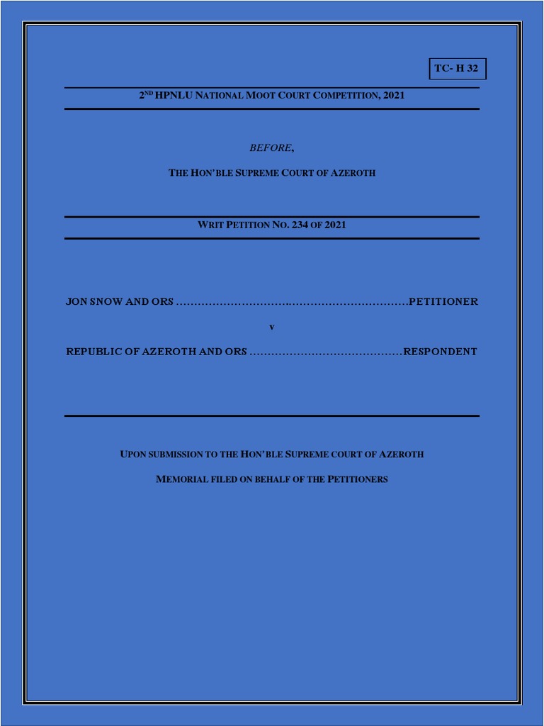 Best Memorial PETITIONER | PDF | Writ | Right To Privacy