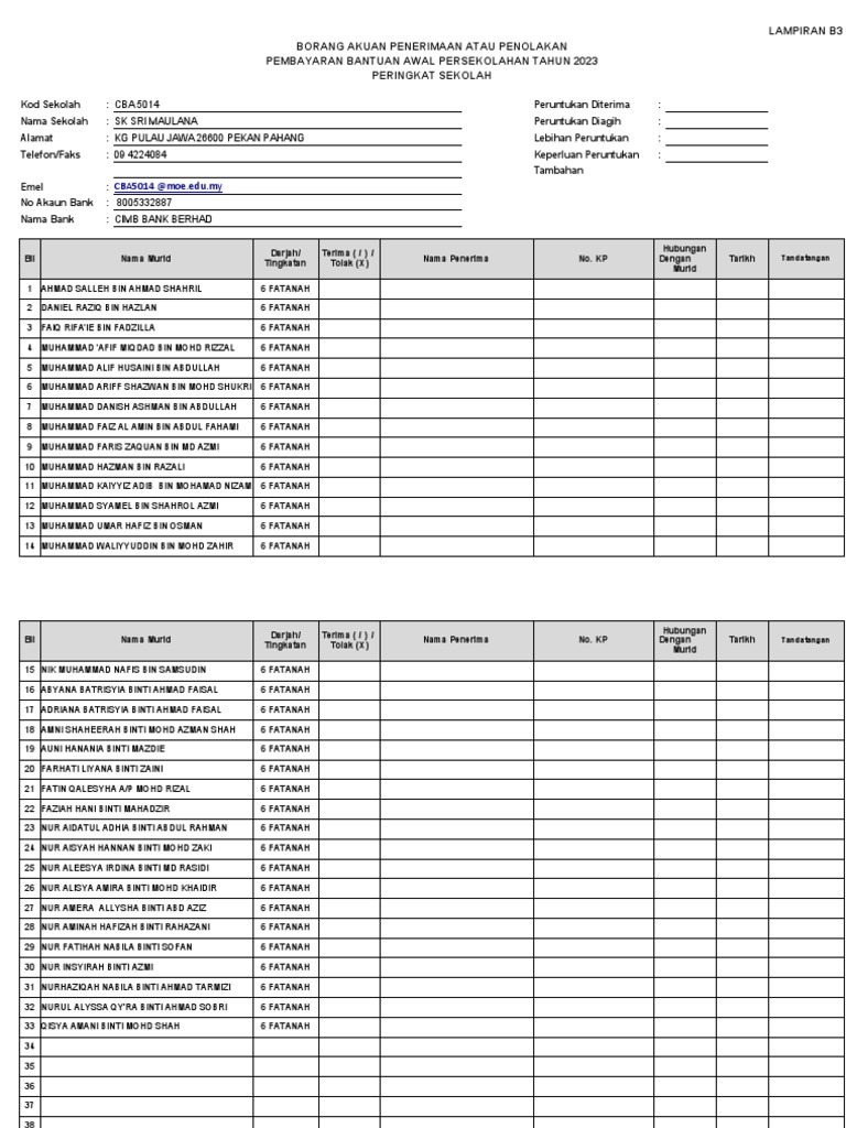 Borang Akuan Penerimaan Bap 2023 | PDF