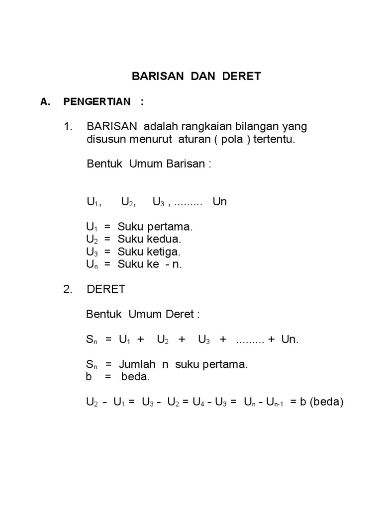 Barisan dan Deret Aritmatika serta Geometri | PDF