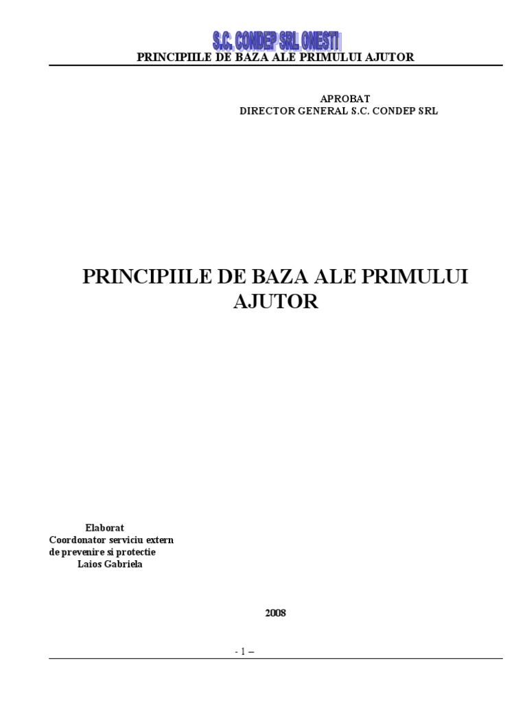 Principiile de Baza Ale Primului Ajutor | PDF