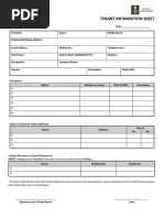 Tenant Information Sheet Form | PDF