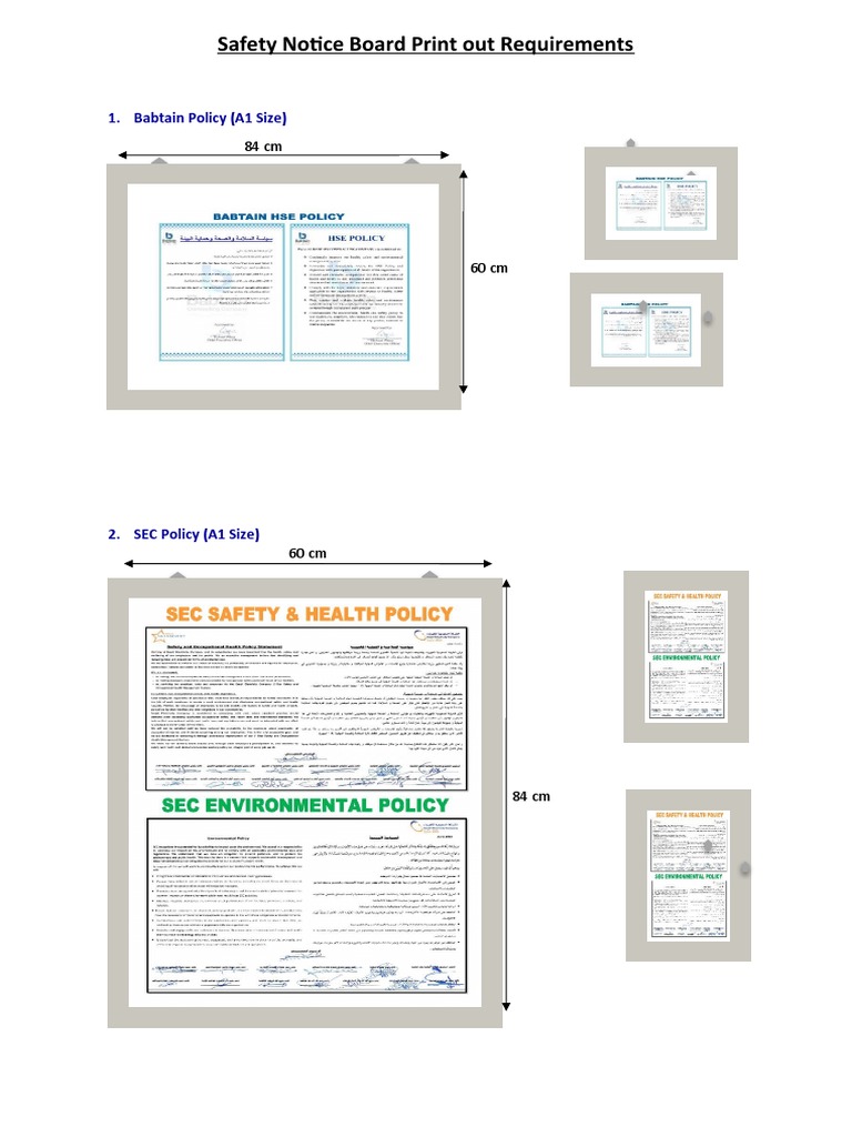 Safety Notice Board Print Out Requirements | PDF