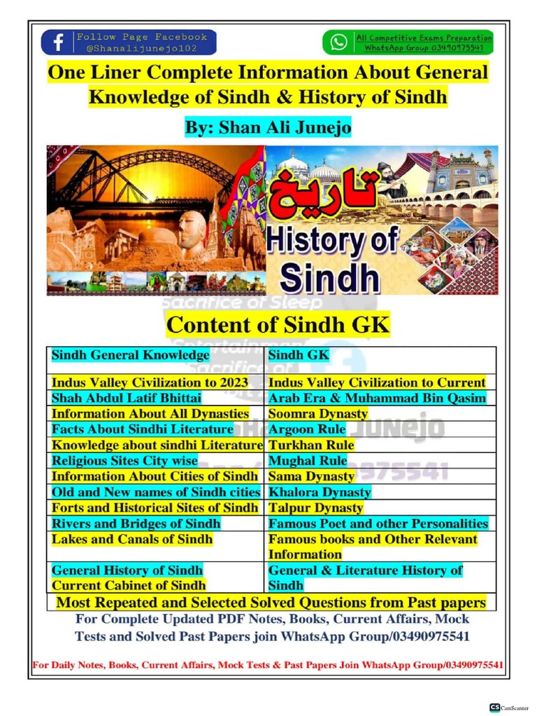 Complete Sindh GK & History Fb @ShanAliJunejo102 | PDF